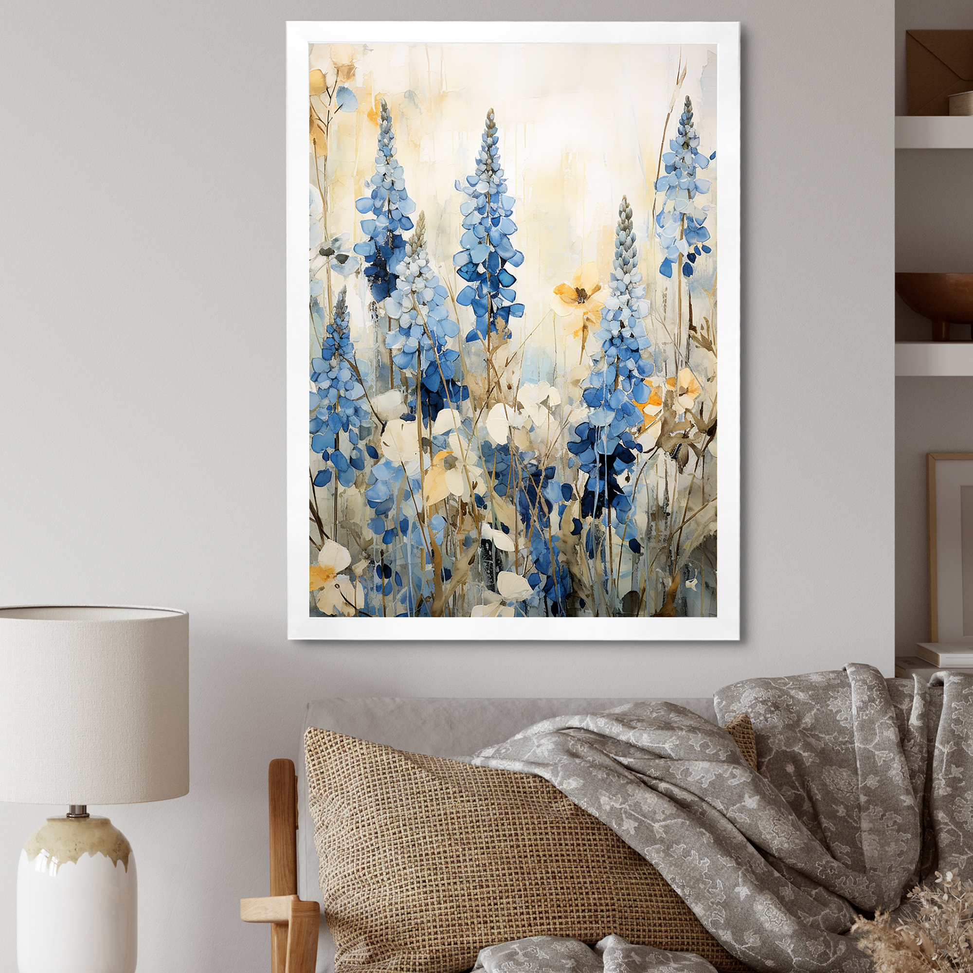 Design Art Elegant Blue Bonnets Meadow II - Blue Bonnets Canvas Art ...