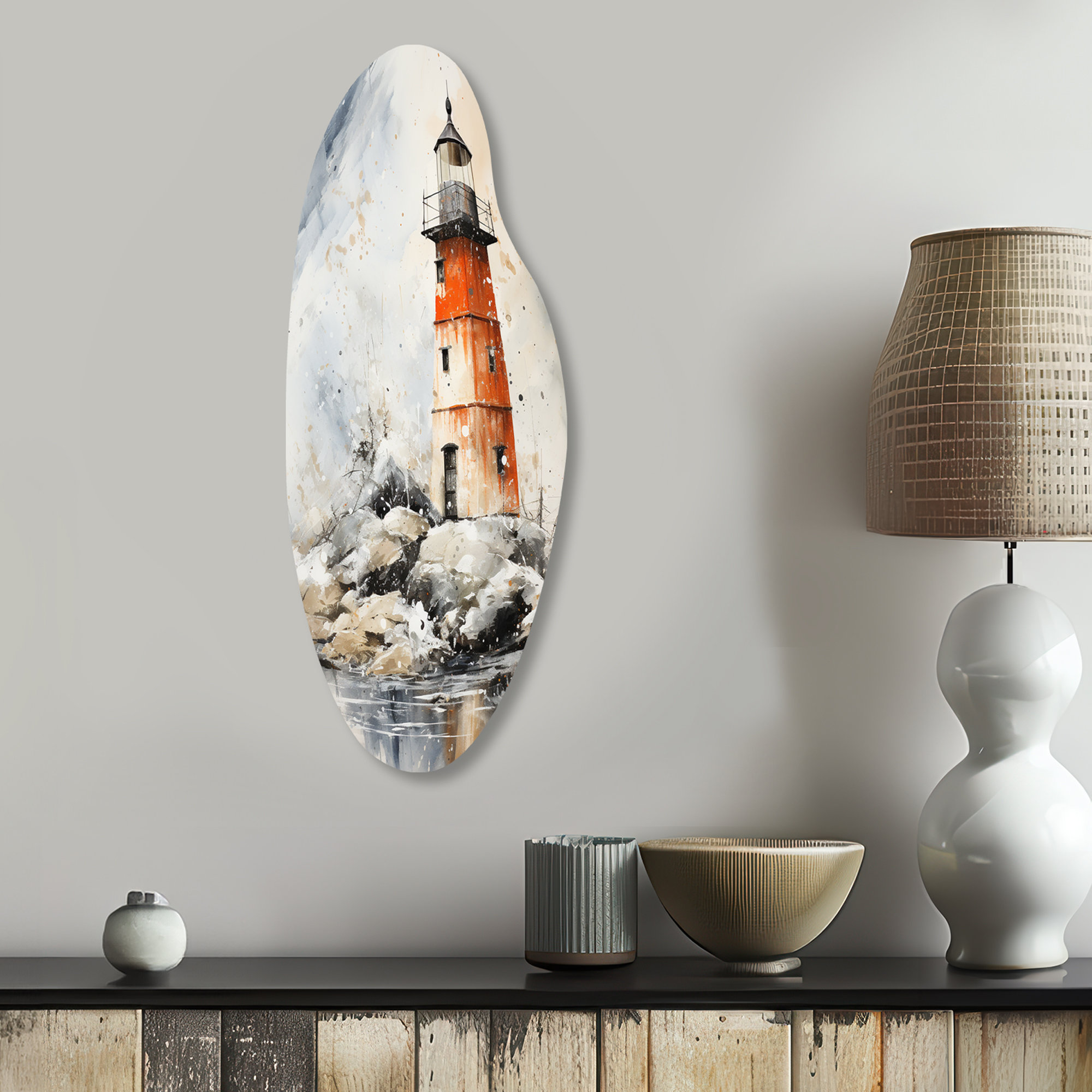 Design Art Lighthouses By The Cliff II - Lighthouses Curved Shape ...