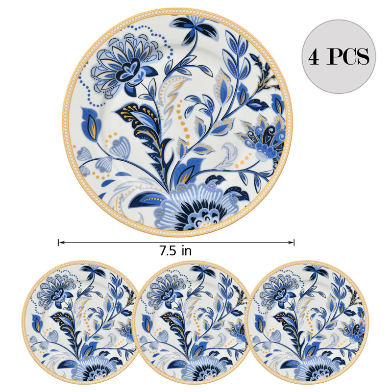 Darby Home Co Tracton 7.5'' Porcelain China Dessert Plate - Set of 4 ...