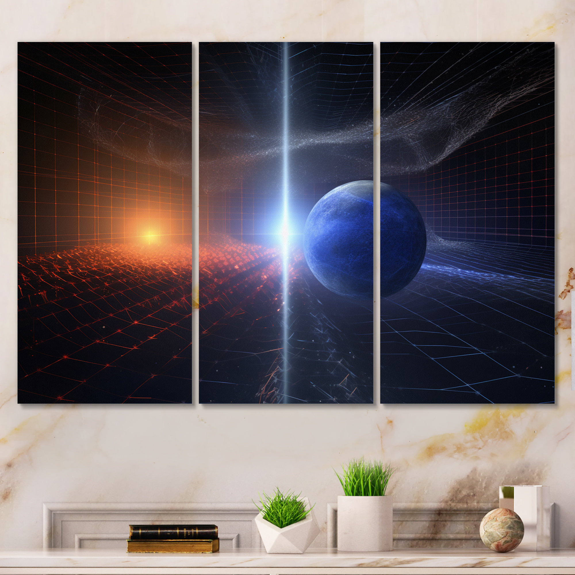 Design Art Blue Solar System Magnetic Galaxy III - Space Canvas Art ...