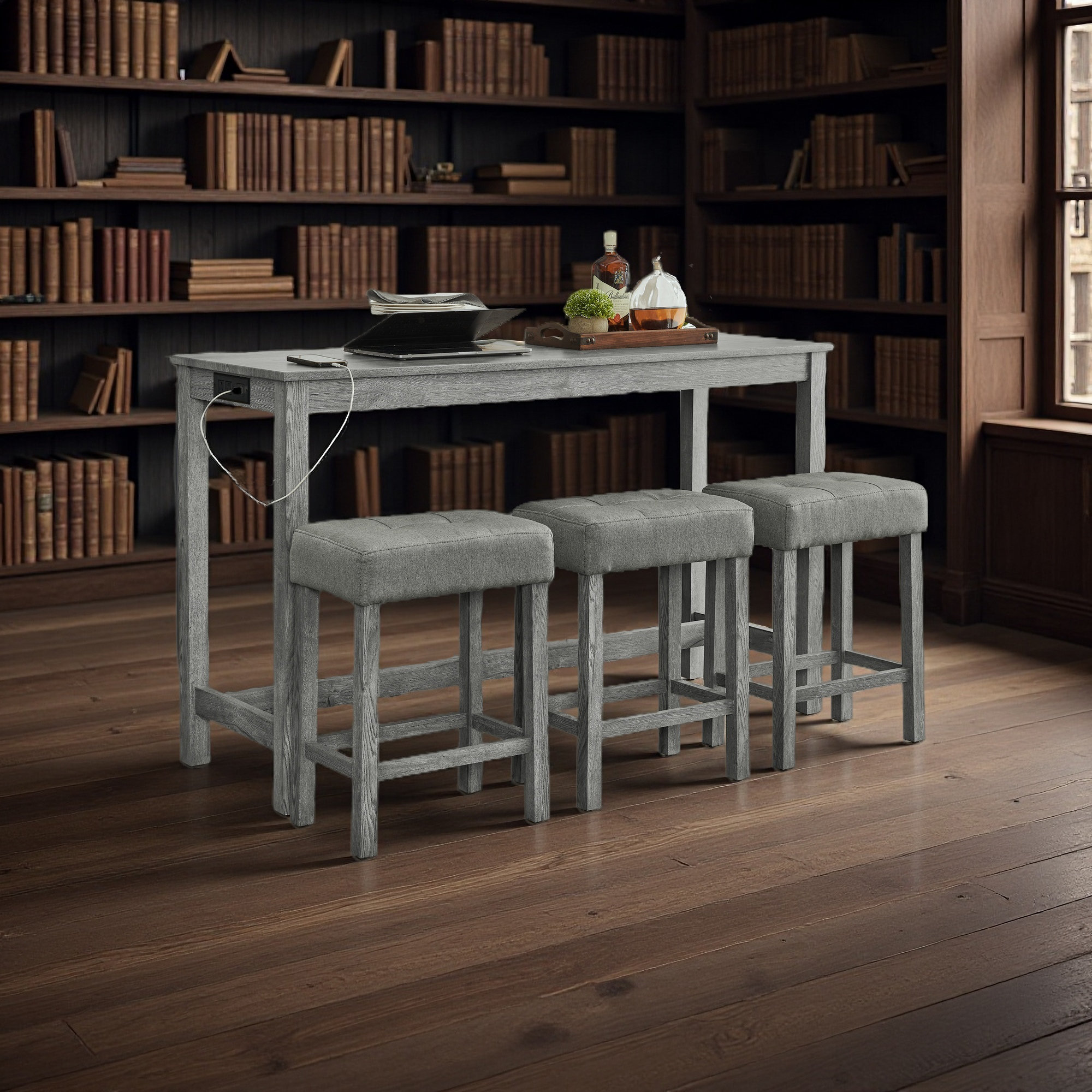 Winston Porter 59 Inch Bar Table, Dining Table, Sofa Table With Power ...