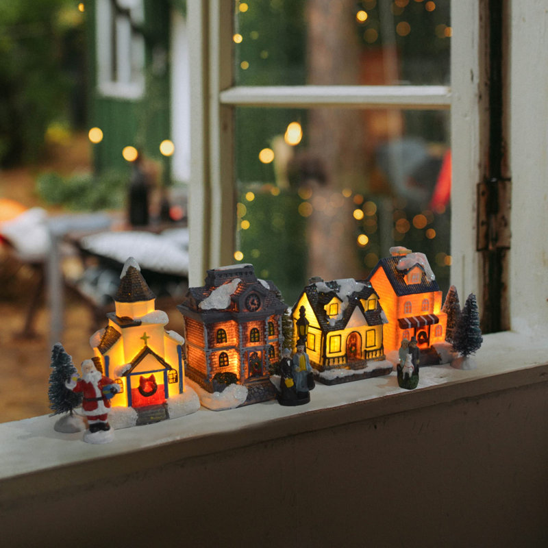 The Holiday Aisle® LED Lighted Christmas Village Houses with Figurines ...