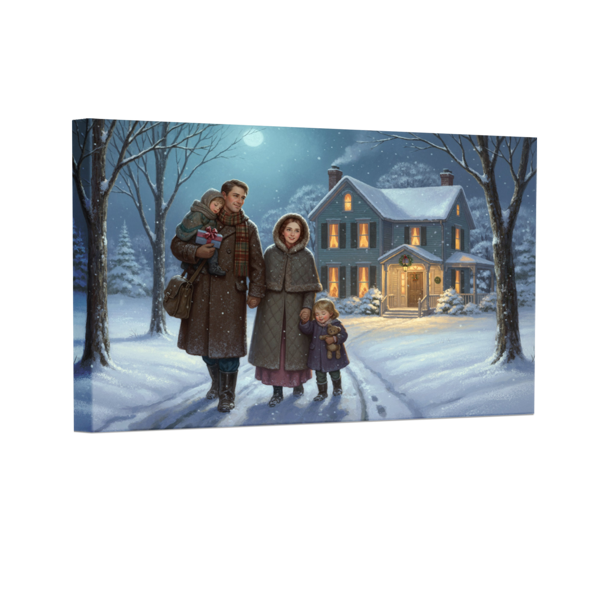 Charlton Home® Christmas Winter Family Home Christmas Scene Night Snow ...