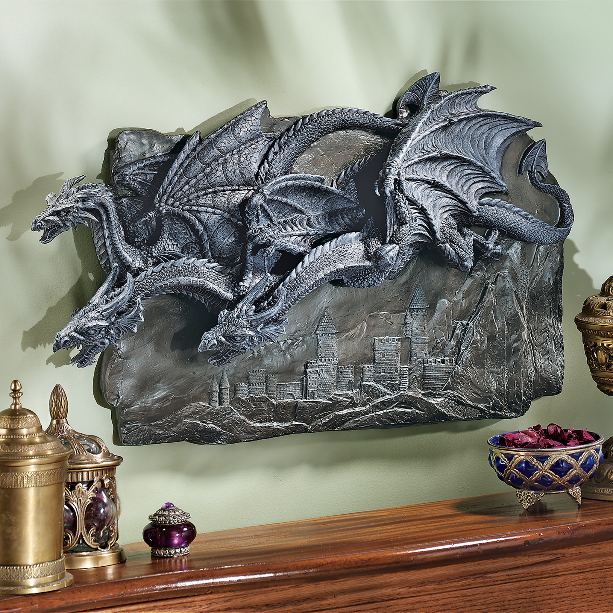 Design Toscano Morgoth Castle Dragons Wall Sculpture & Reviews ...