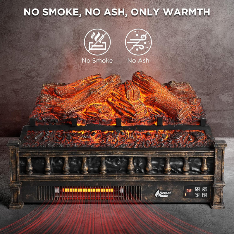 Symple Stuff Hober Infrared Electric Fireplace Logs, 23" Remote Control ...