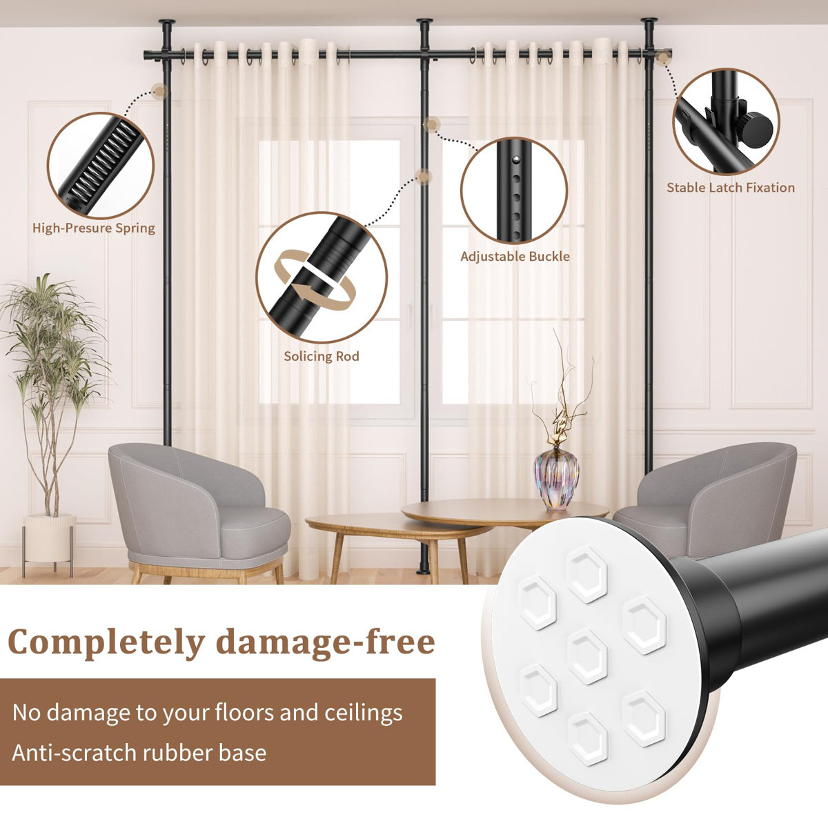 Symple Stuff Room Divider, Height And Width Adjustable No Drilling ...