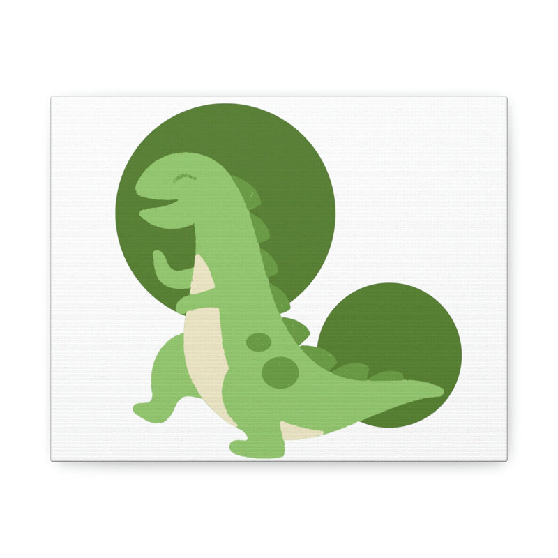 Zoomie Kids Green Dinosaur - Unframed Illustration on Canvas | Wayfair