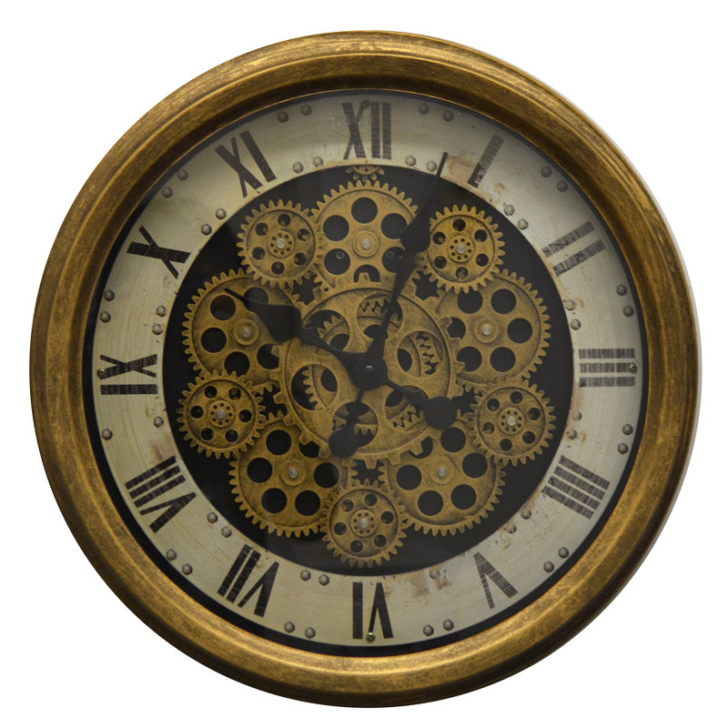 Williston Forge Stinson 18" Wall Clock Moving Gears | Wayfair