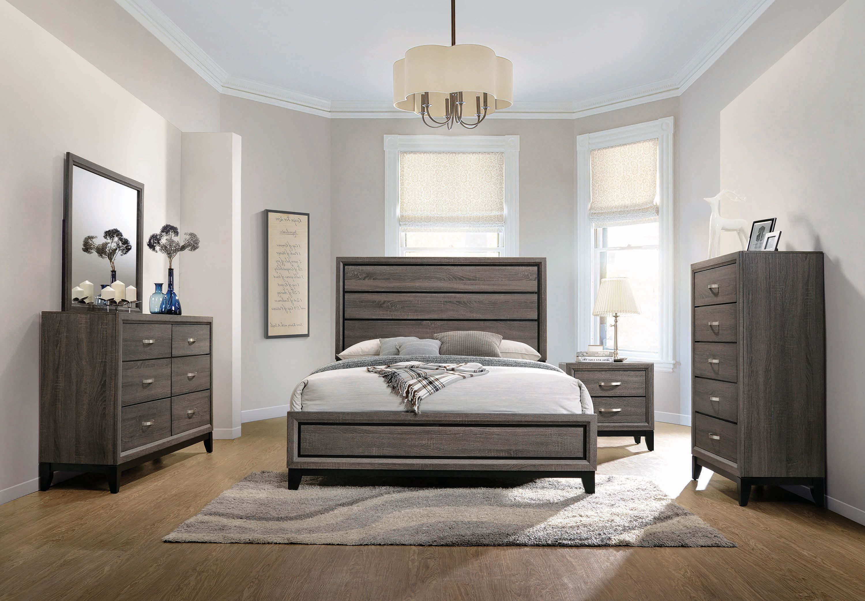 Millwood Pines Kara Oak Panel Bedroom Set_5 Piece | Wayfair