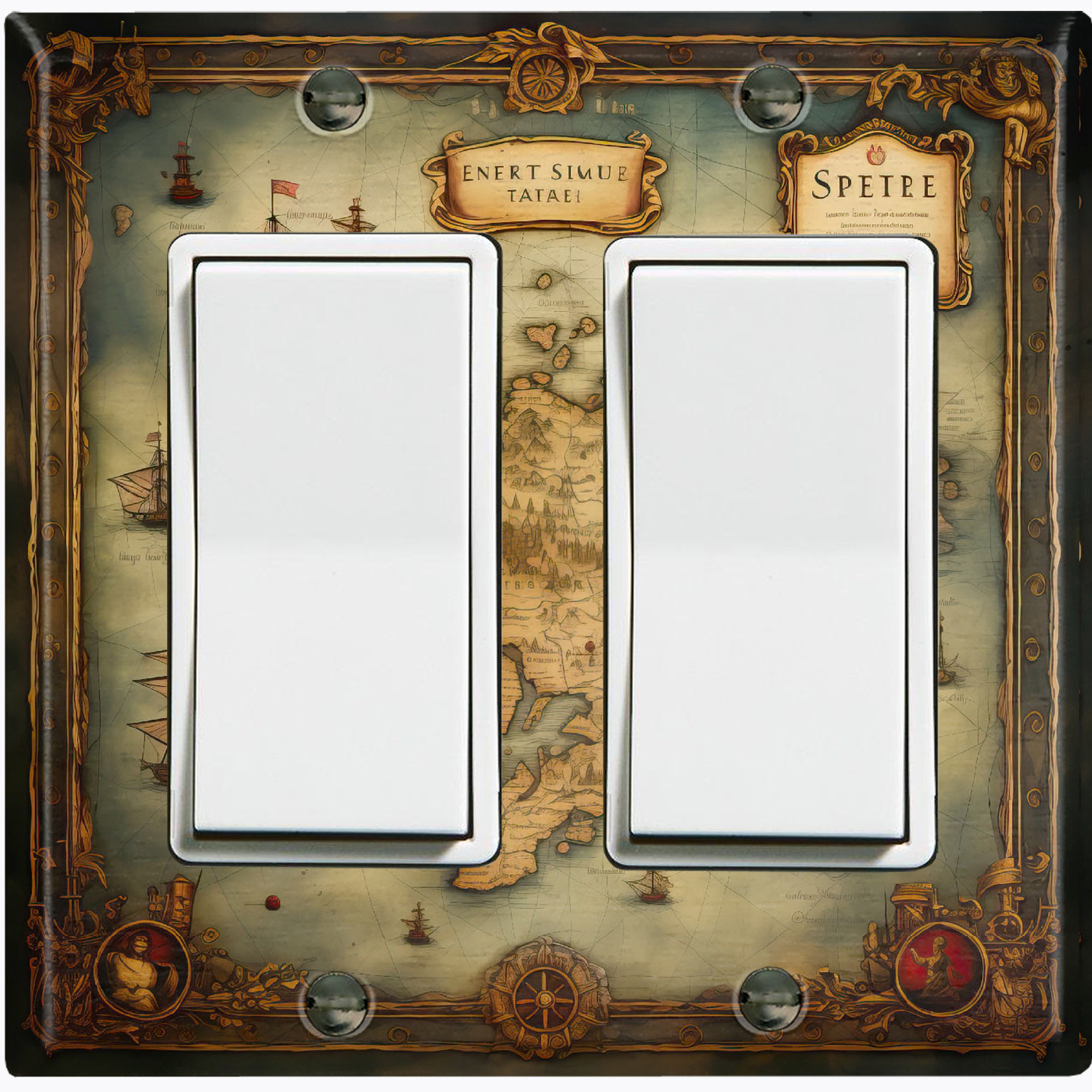 WorldAcc Metal Light Switch Plate Outlet Cover (Ship Travel World Map ...