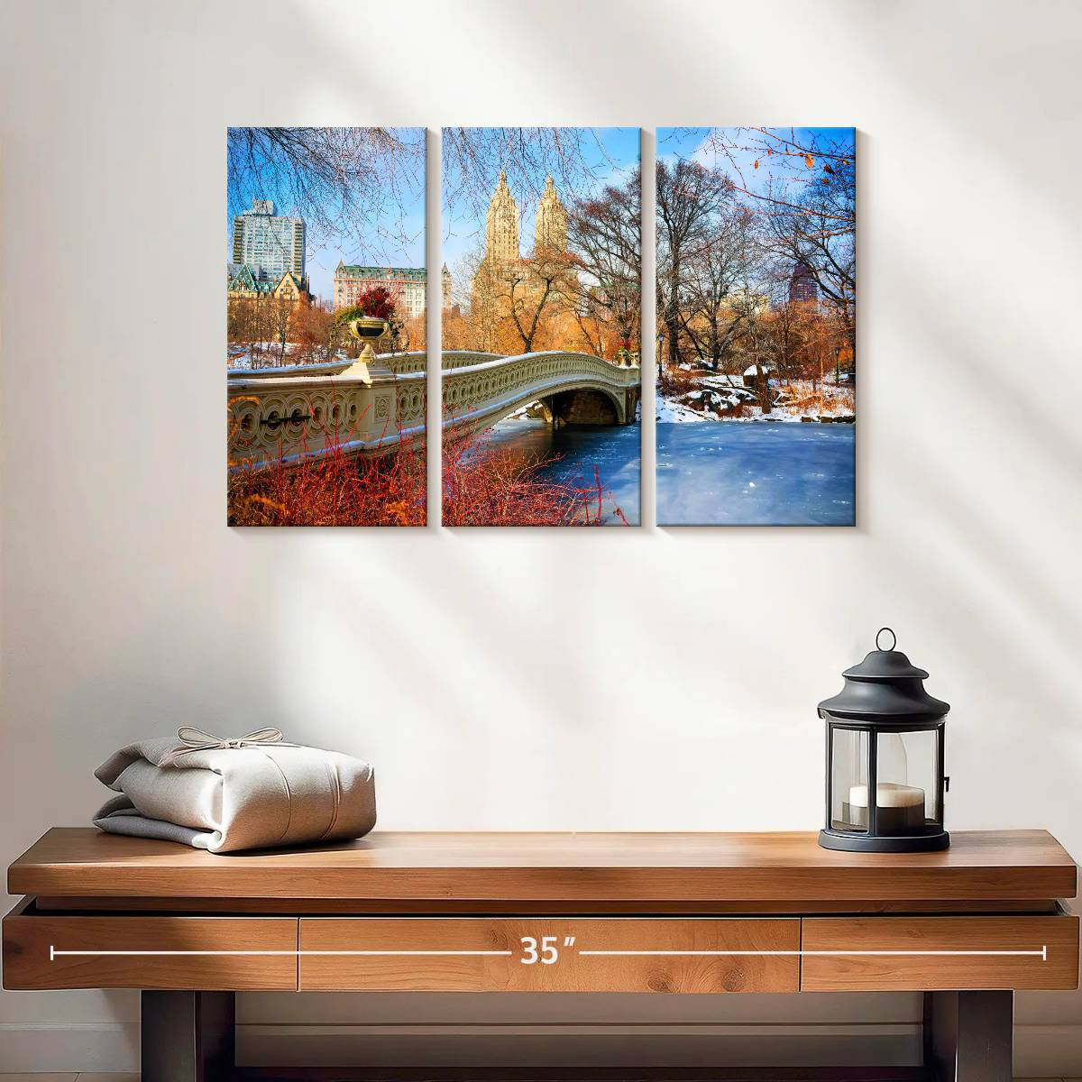 Ebern Designs Rorry Frozen Central Park Bow Bridge NYC | Wayfair