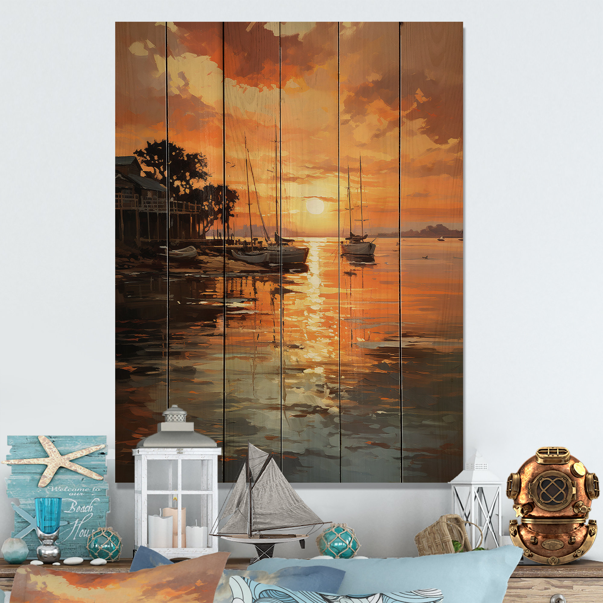 Dovecove LeVar Pier And Dock Pier III On Wood Print - Wayfair Canada
