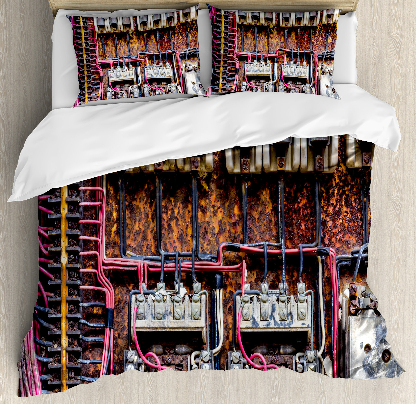 Ambesonne Wire Old Rusted Electrical Panel with Fuses and Contacts in ...