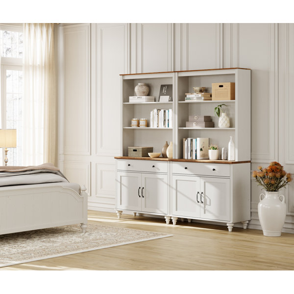 Charlton Home® Scarlett Set Of 2 Bookcase With Doors & Drawers, 5 Tier ...