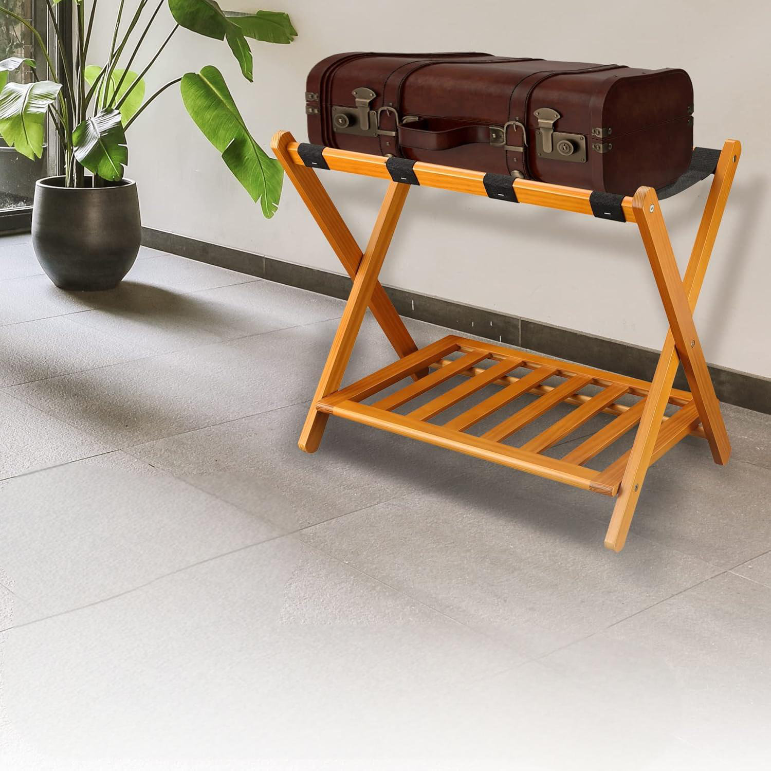 MCKINNON HOME FURNISHINGS, INC. Folding Solid Wood Luggage Rack | Wayfair