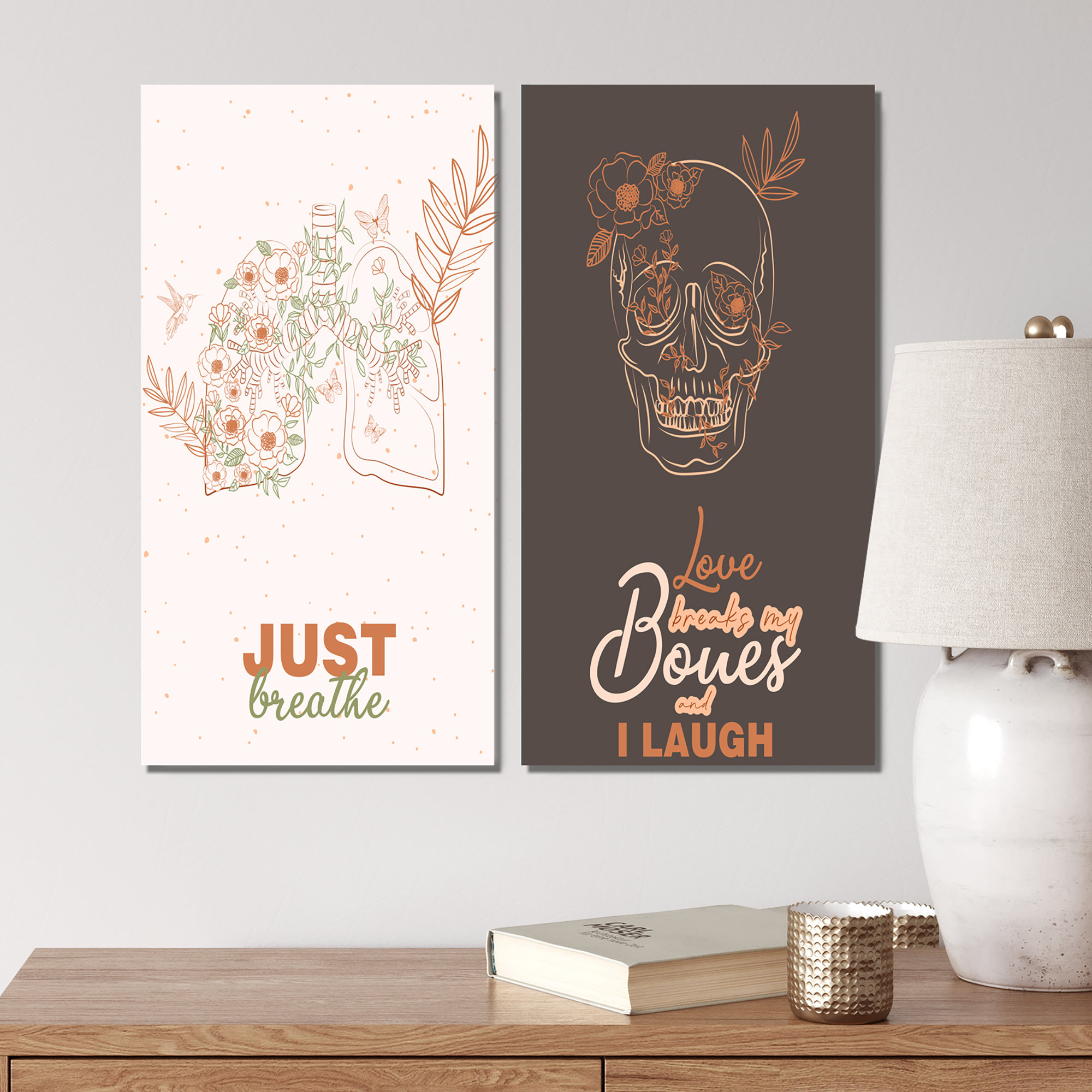 Dakota Fields Floral Human Anatomy Inspirational Typography I - 2 Piece ...