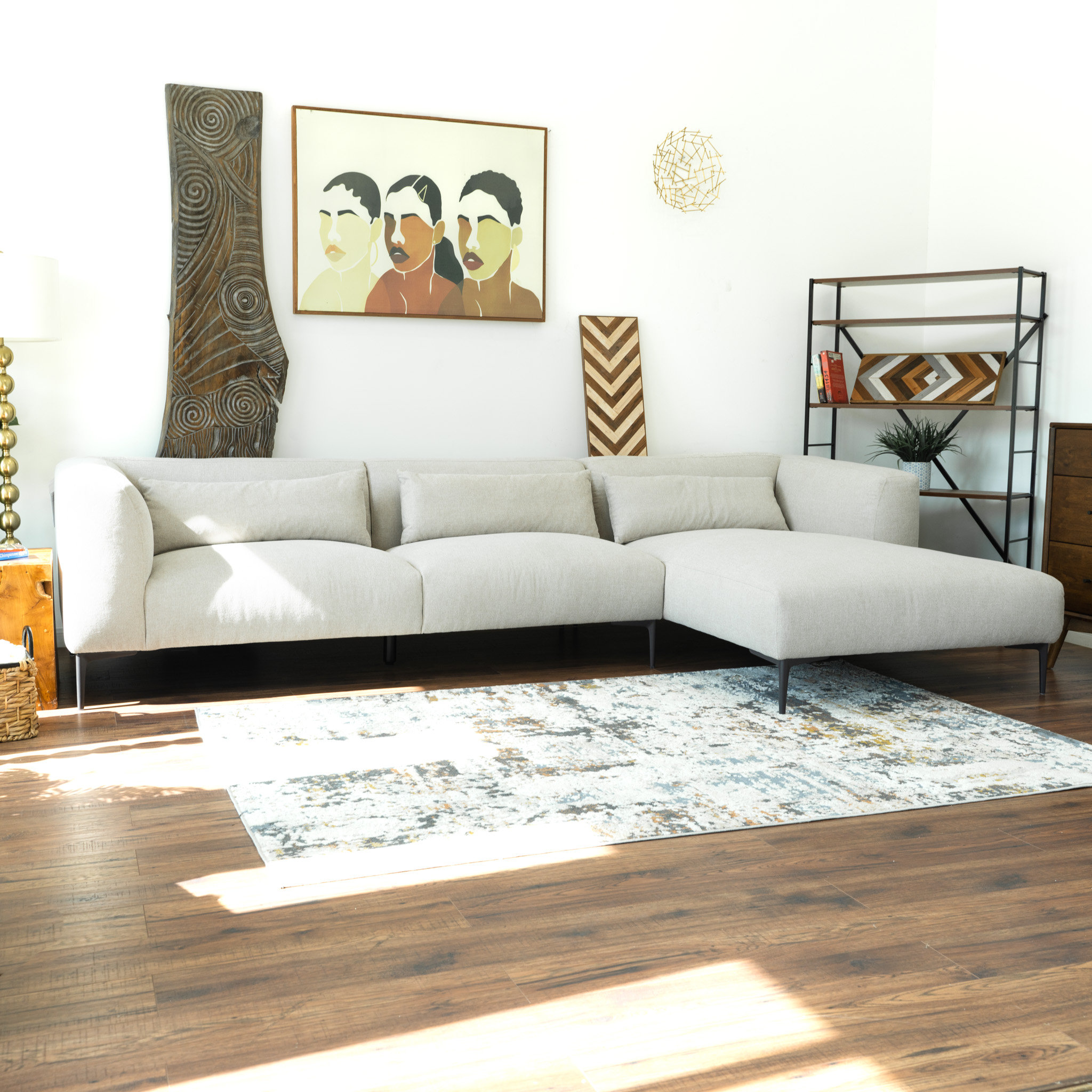 Wade Logan Bowlds 122.8'' Wide Right Hand Facing Sofa & Chaise ...