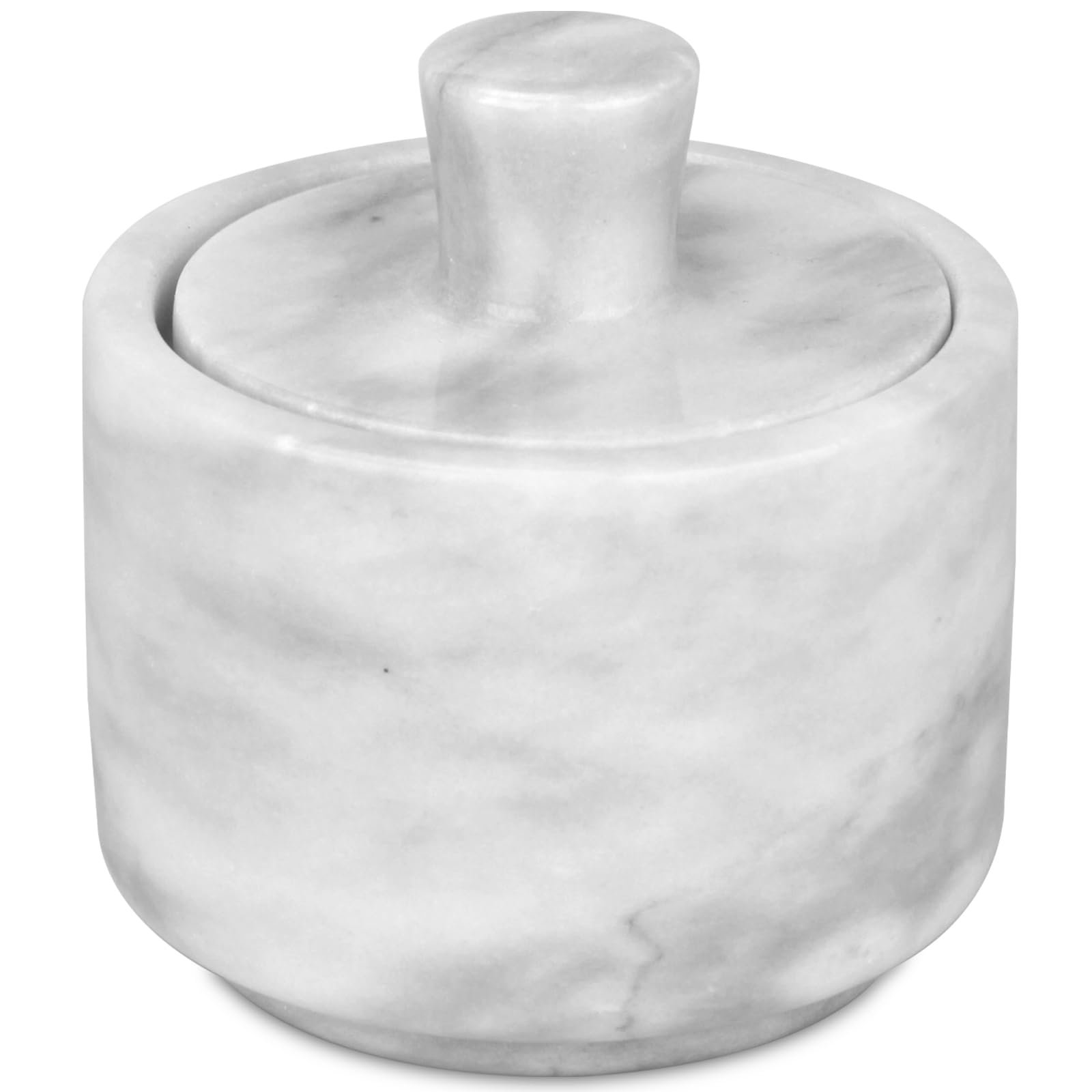 Rainbow Home Marble Salt Cellar With Lid, White Stone Salt Or Pepper ...