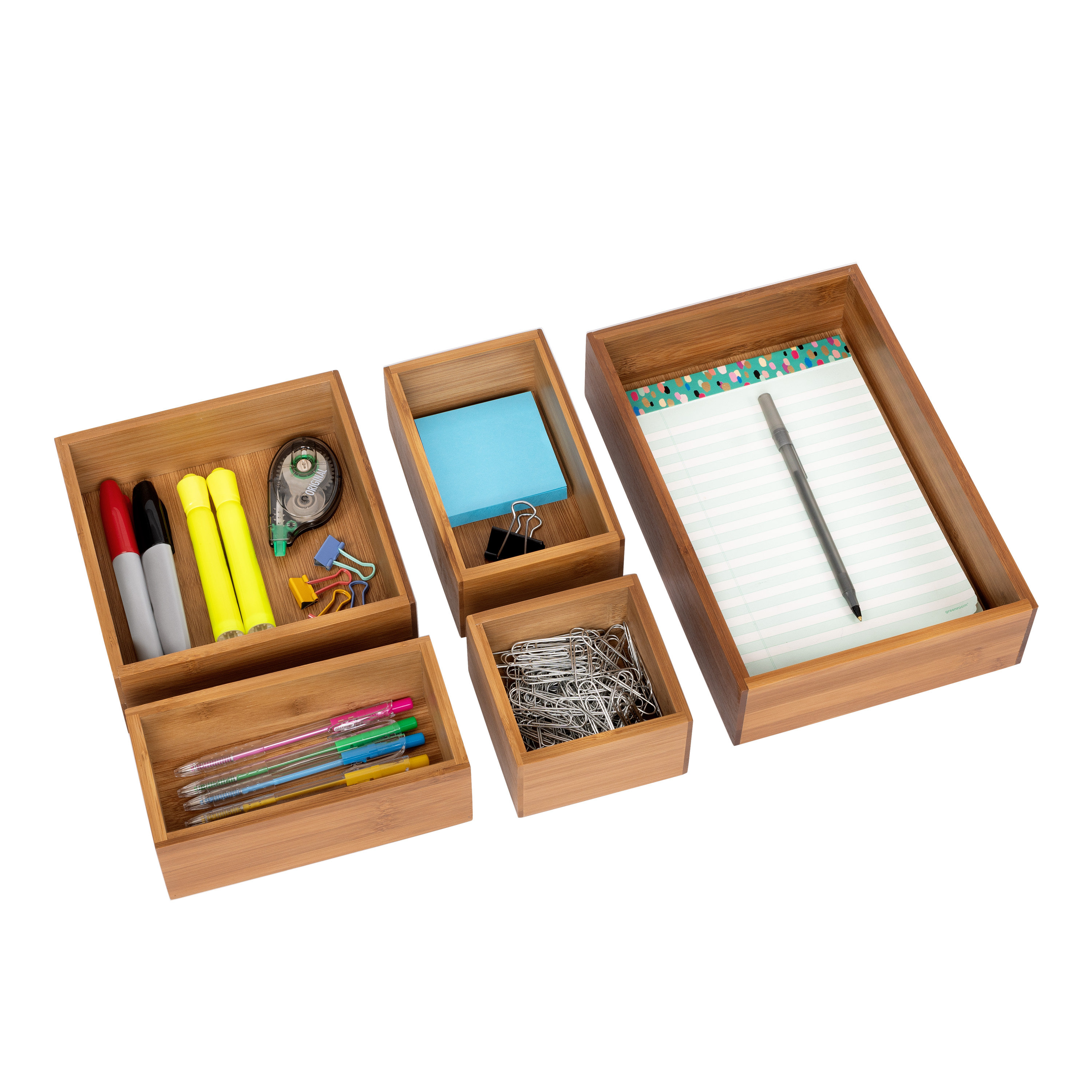 Seville Classics Bamboo Box Drawer Organizer 5-Piece Set & Reviews ...