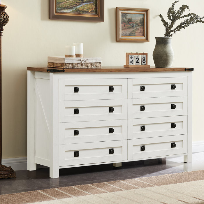 Millwood Pines Adarra Farmhouse 8 -Drawers Double Dresser Organizer ...