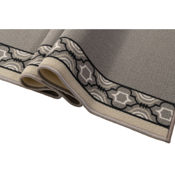 Alcott Hill® Moroccan Trellis Border Gray Low Pile Slip Resistant ...