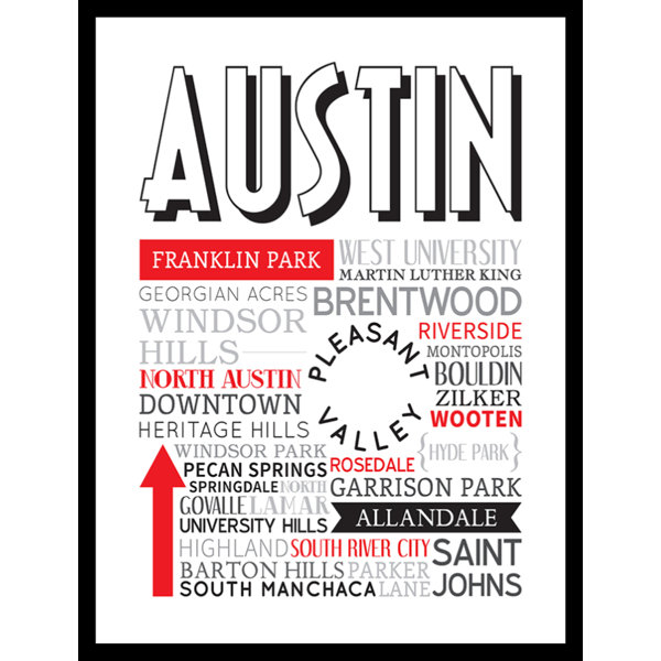 Buy Art For Less " Austin Texas Typography " by Tenisha - Wayfair Canada
