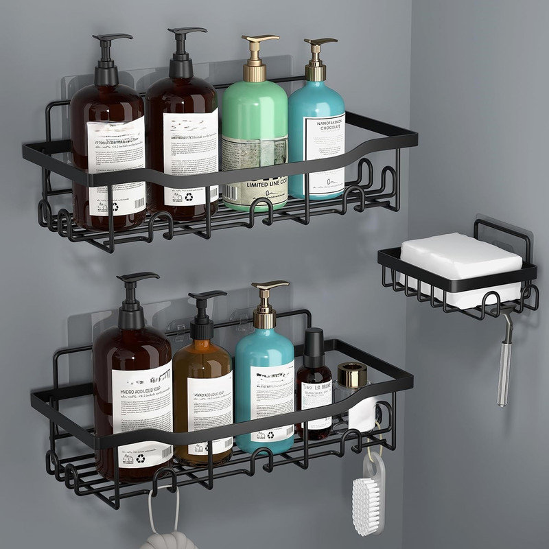 Rebrilliant 3 Pack Shampoo Holder Basket Shelves for Storage and ...