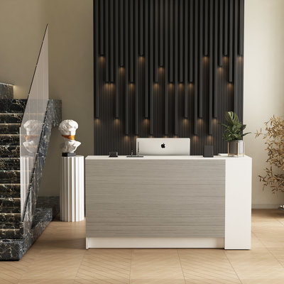 Inbox Zero Nitzan Modern Manufactured Wood Reception Desk With Open ...