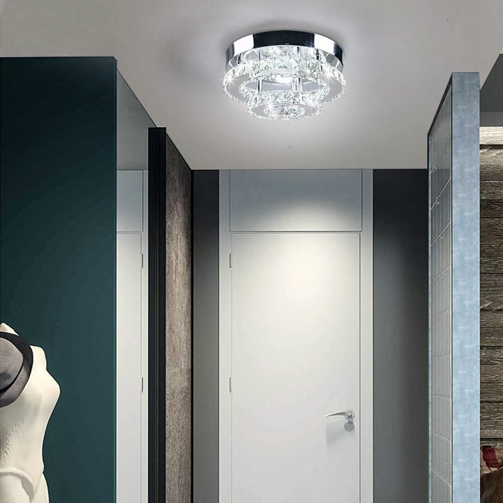 Mercer41 Mini Chandelier LED Crystal Ceiling Light 2 Layers Flush Mount ...