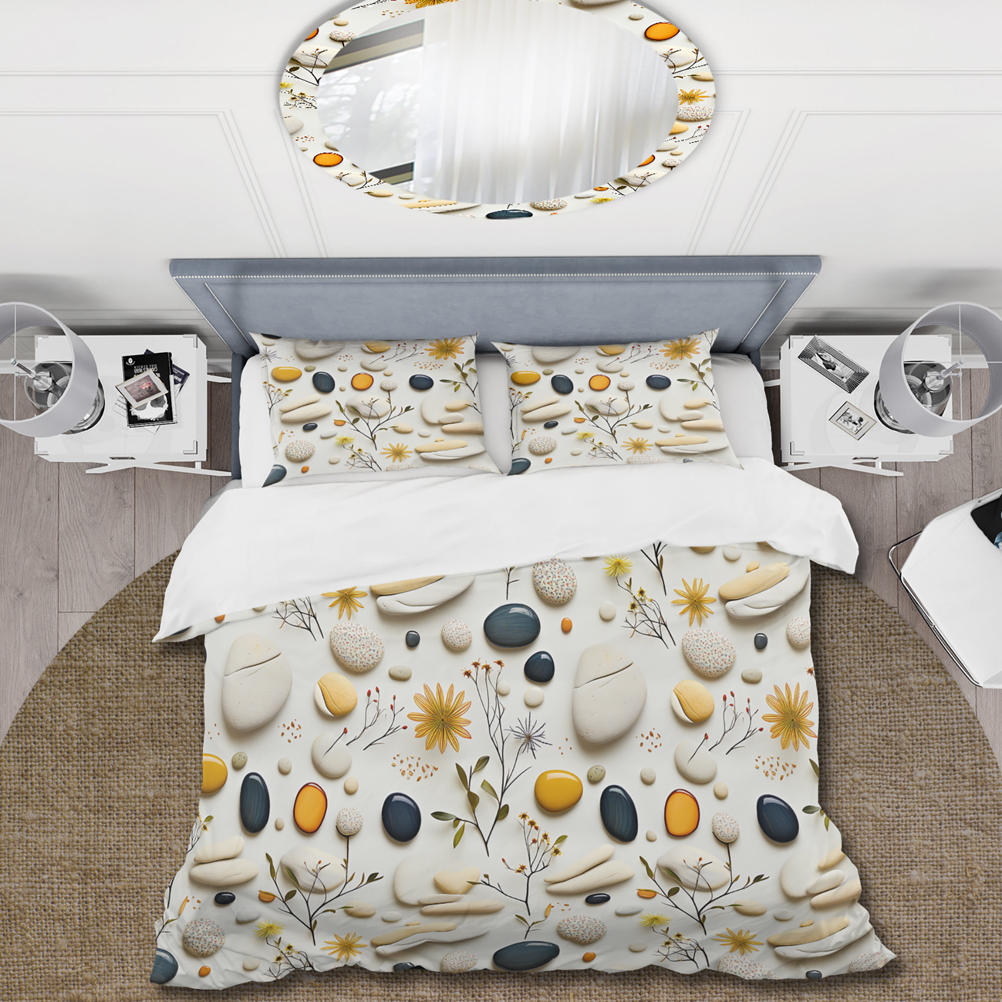 Design Art Serene Stones Zen Pattern For Spa Bedding | Wayfair
