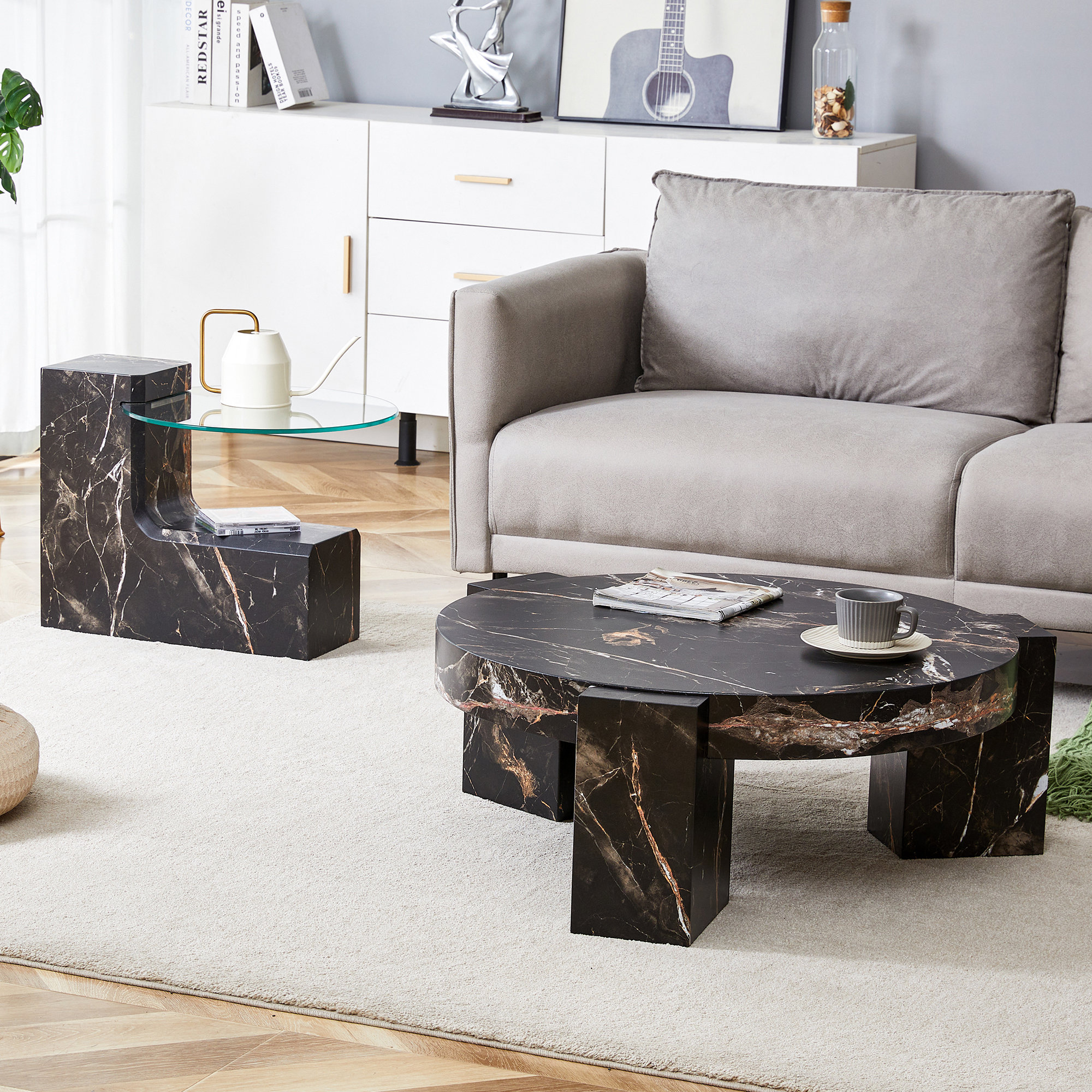 Ivy Bronx The detachable double-decker coffee table, the stylish design ...