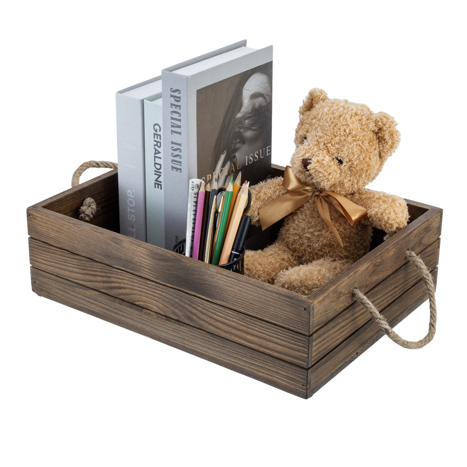 Millwood Pines Solid Wood Large Storage Basket Container | Wayfair