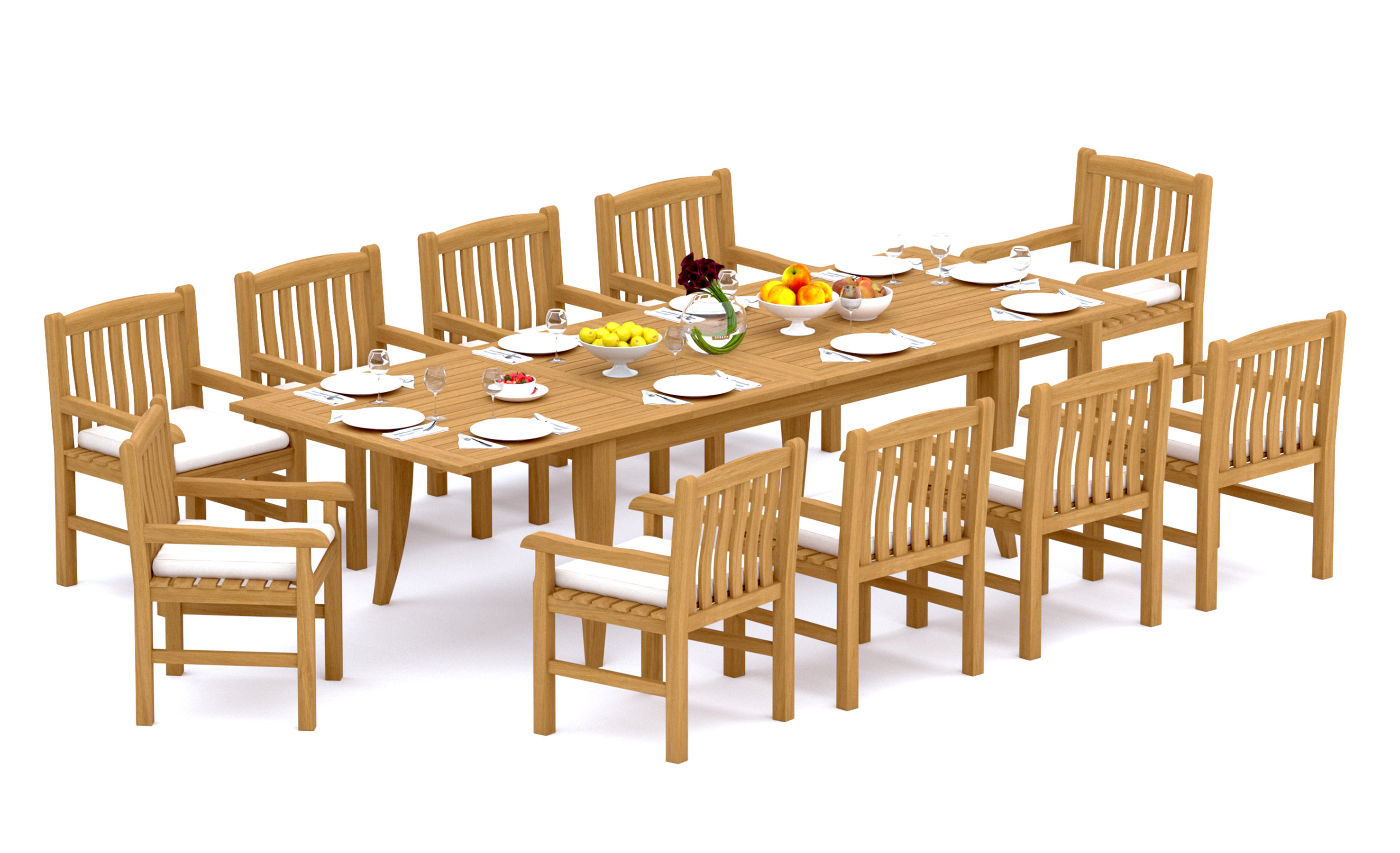 Teak Smith 10 Seats 11 Pcs Grade-A Teak Wood Dining Set: 122" Atnas ...