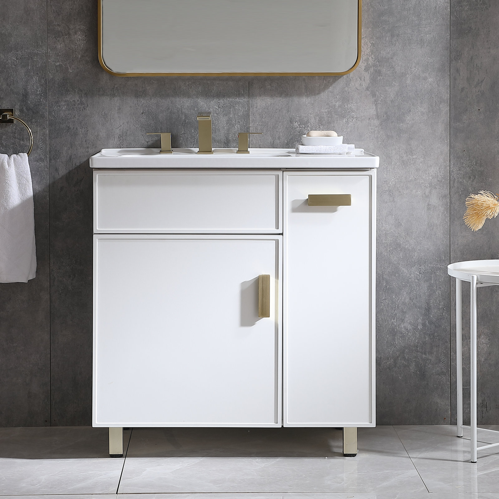 Mercer41 Muranda 32'' Modern White Free-standing Single Bathroom Vanity ...