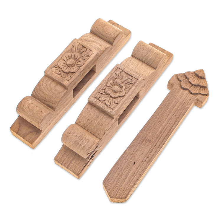 Novica Great Floral Reception Handmade Wood Door Latch - Wayfair Canada