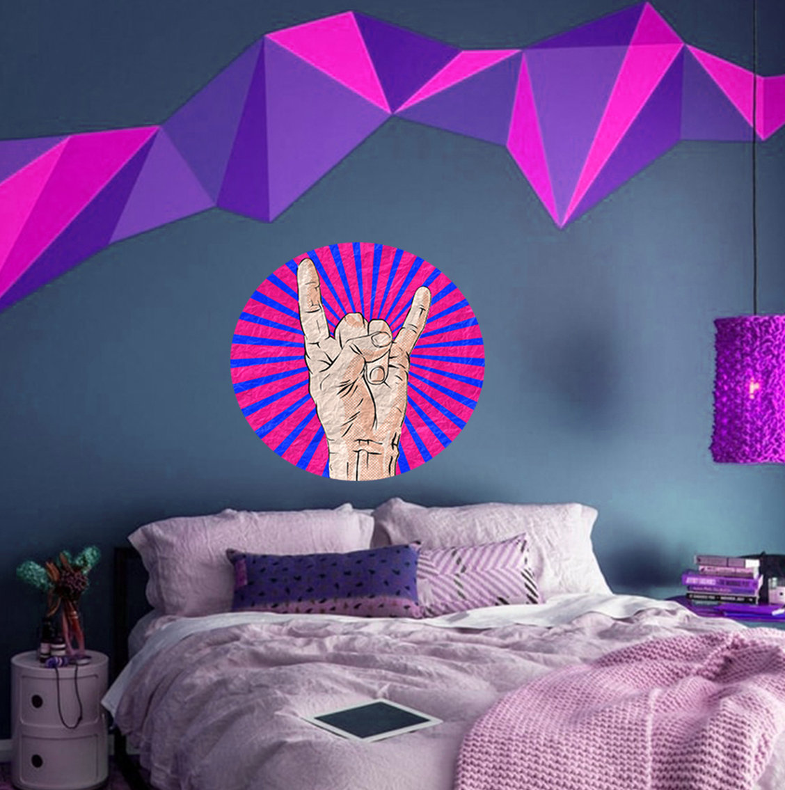 Trinx Hand Gesture Wall Decal, Rocking Hand Wall Sticker, Horns Sign ...
