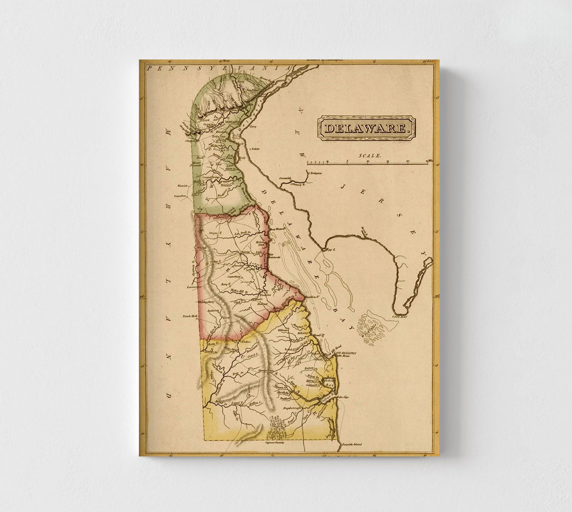 WeFrameArt Delaware 1817 By Vintage Maps, US State Antique Map, US ...