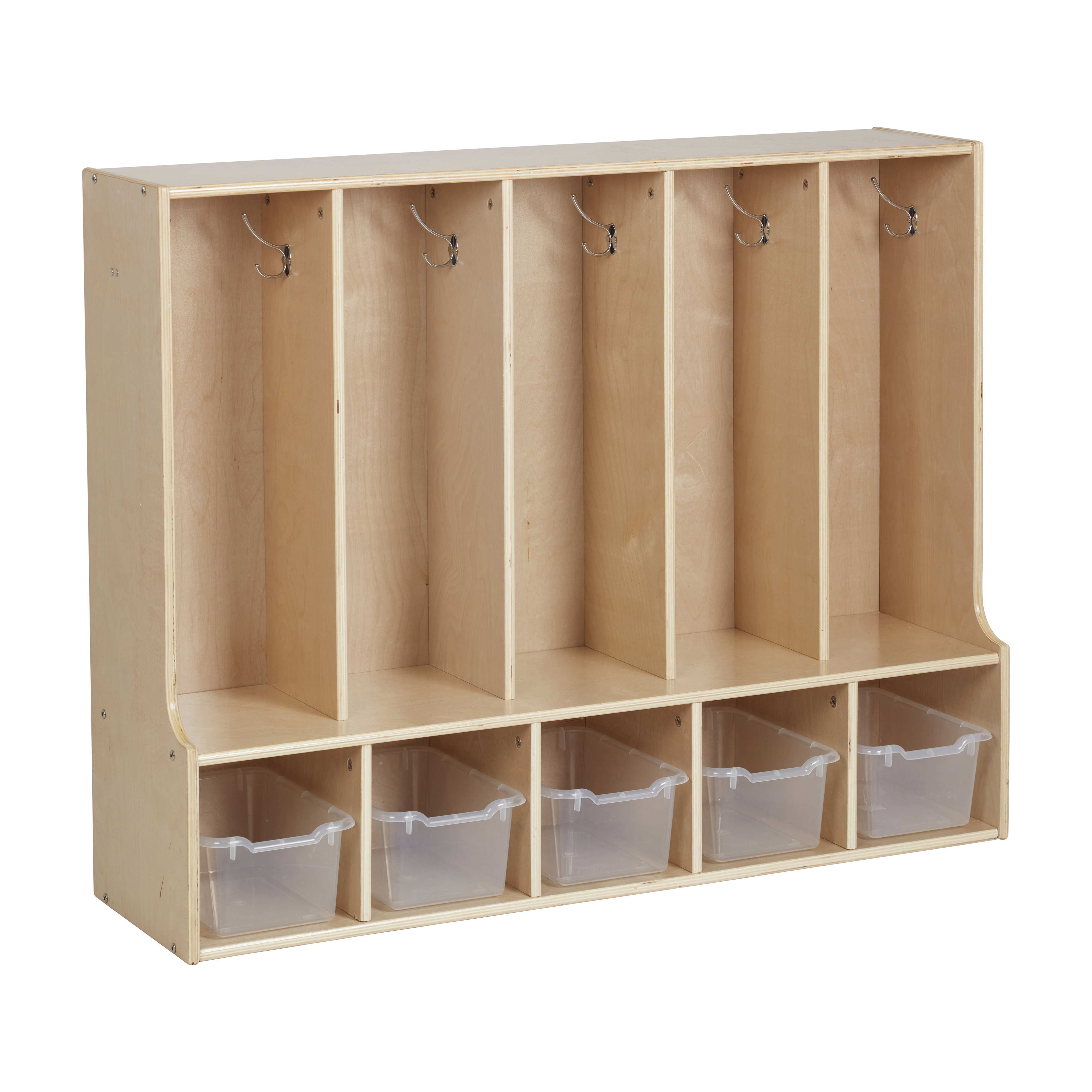 ECR4Kids Streamline 5-Section Coat Locker with Bench and Scoop Front ...