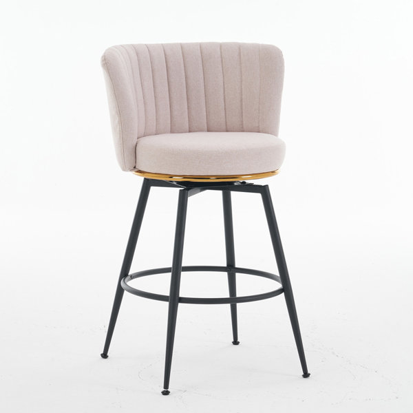 George Oliver Lashel Swivel Upholstered Adjustable Height Counter Stool ...