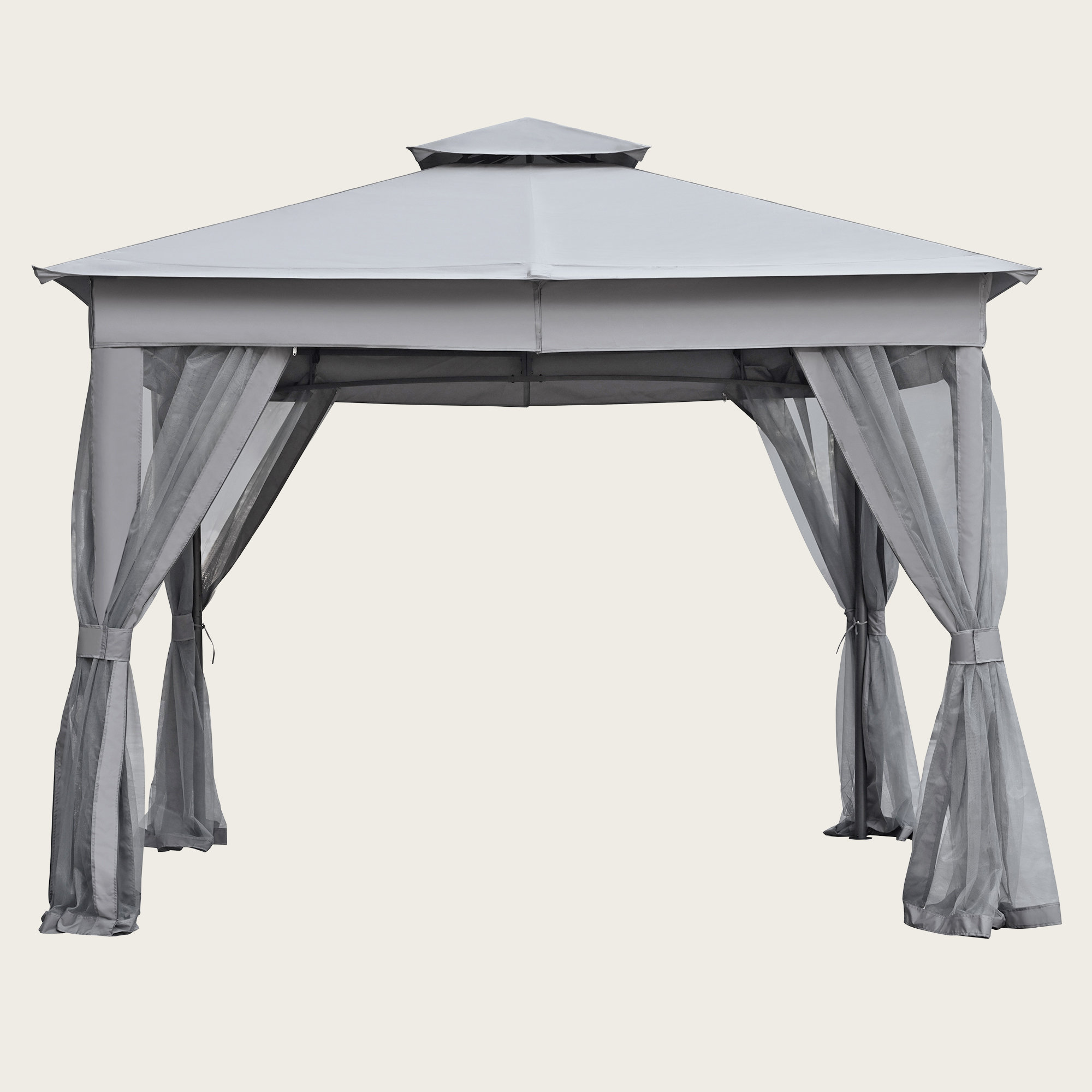 VIRUBI Outdoor Patio Gazebo Tent with Double Roof and Mosquito Netting ...