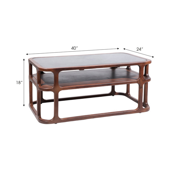 Hokku Designs 40" Debbagh Wood And Marble Coffee Table, Brown/Black ...