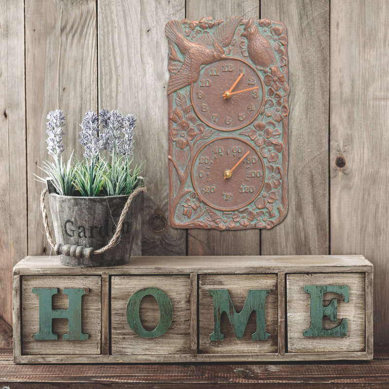 Whitehall Products Cardinal Indoor/Outdoor Wall Clock and Thermometer ...