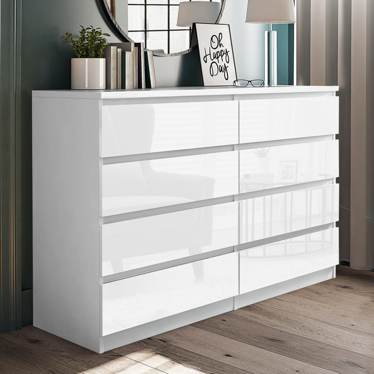 Ivy Bronx Aneesh High Gloss 8 Drawer Chest of Drawers & Reviews ...