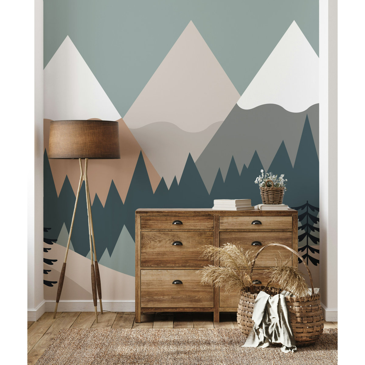 GK Wall Design Snowy Row of Geometric Mountains Forest Removable ...