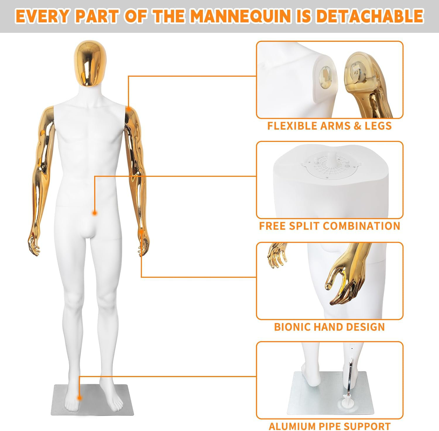 Meetinghome Maniquine Male Mannequin Full Body Model Stand Adjustable ...