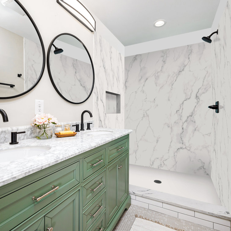 Polymarm 80" H x 48" D Two Panel Shower Wall (900 SERIES) | Wayfair