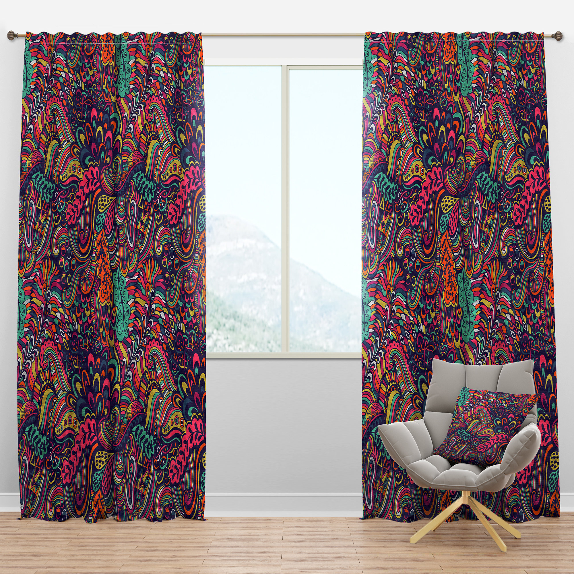 Design Art Texture Abstract Semi-Sheer Thermal Rod Pocket Single ...