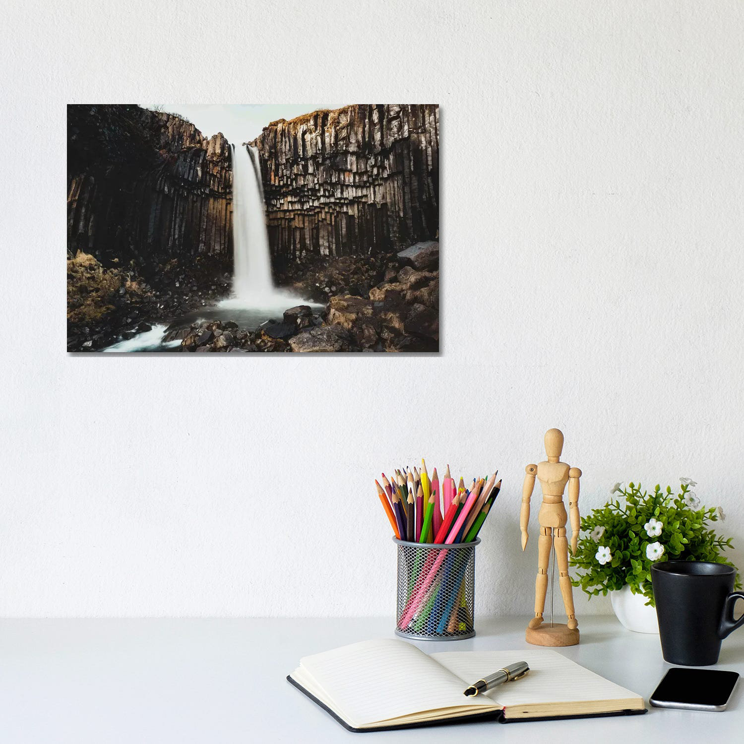 Alpen Home Icelandic Rock Waterfall by James Vodicka - Wrapped Canvas ...