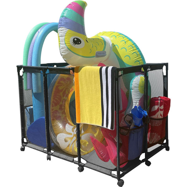COAHAHA Extra Large Pool Storage Caddy With Wheels, Durable Metal Frame ...