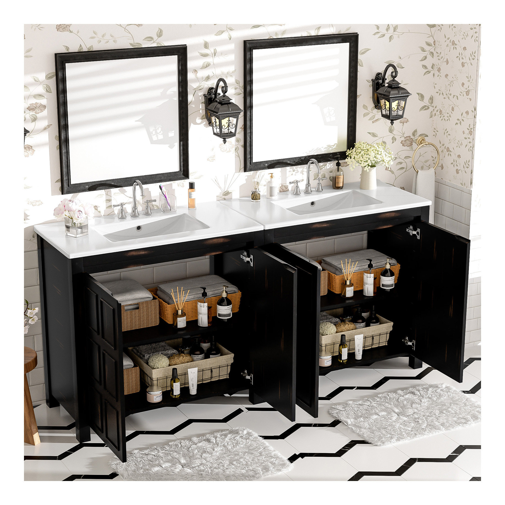 Wildon Home® 72" Bathroom Vanity Set with Double Vanities (Separate ...